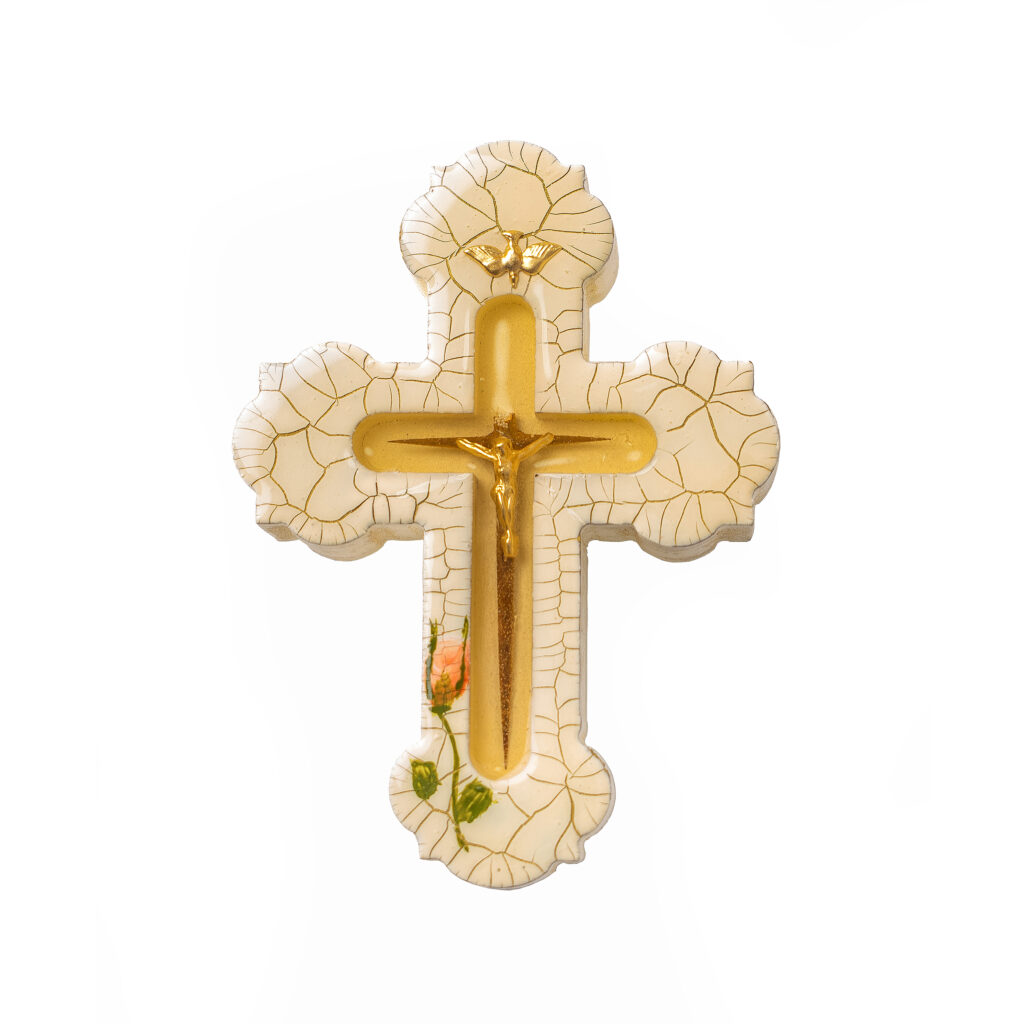 44 Cruz con base y espina color blanca «10 cm» – San Rafael Arcángel
