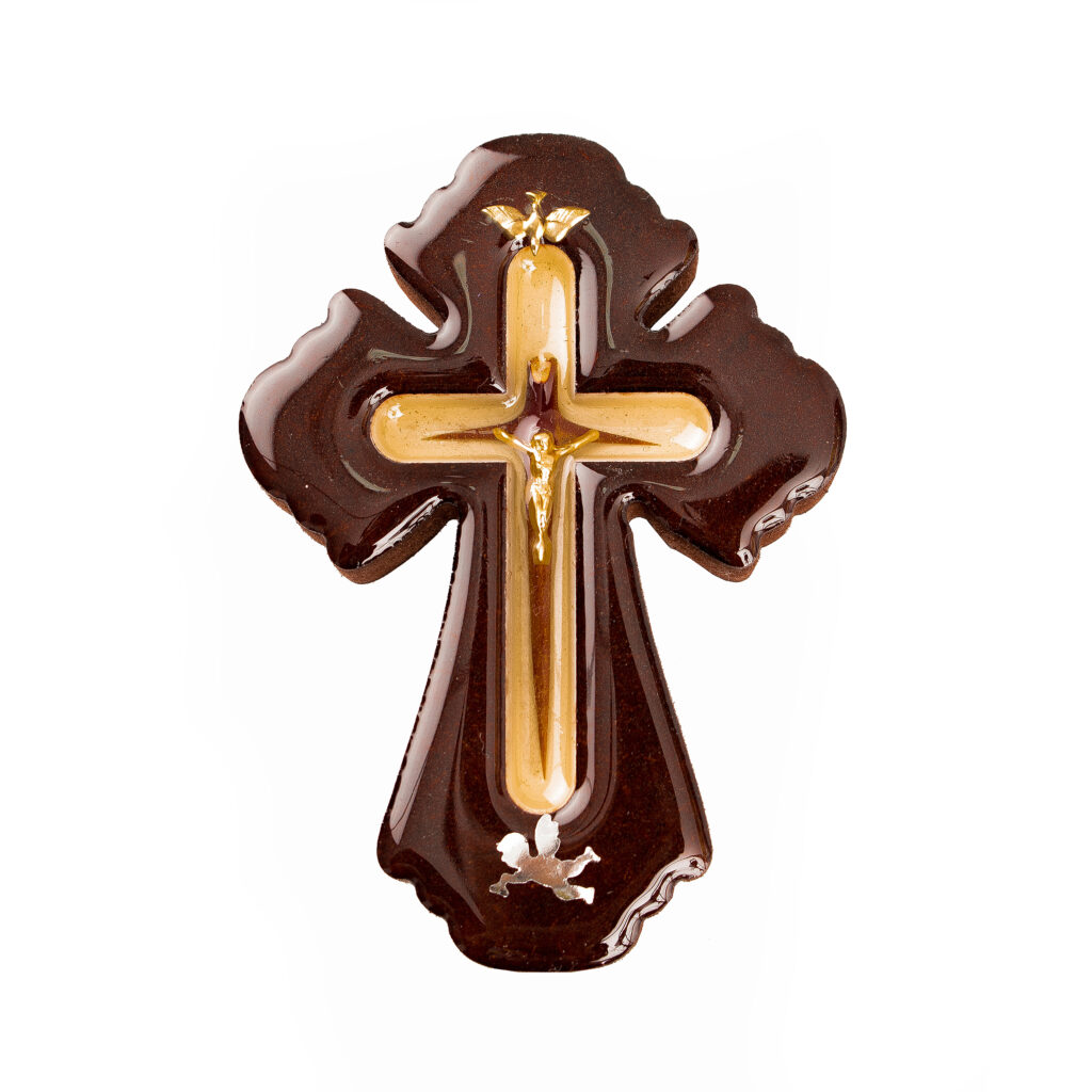 46 Cruz con base y espina, color café obscuro «10 cm» – San Rafael Arcángel