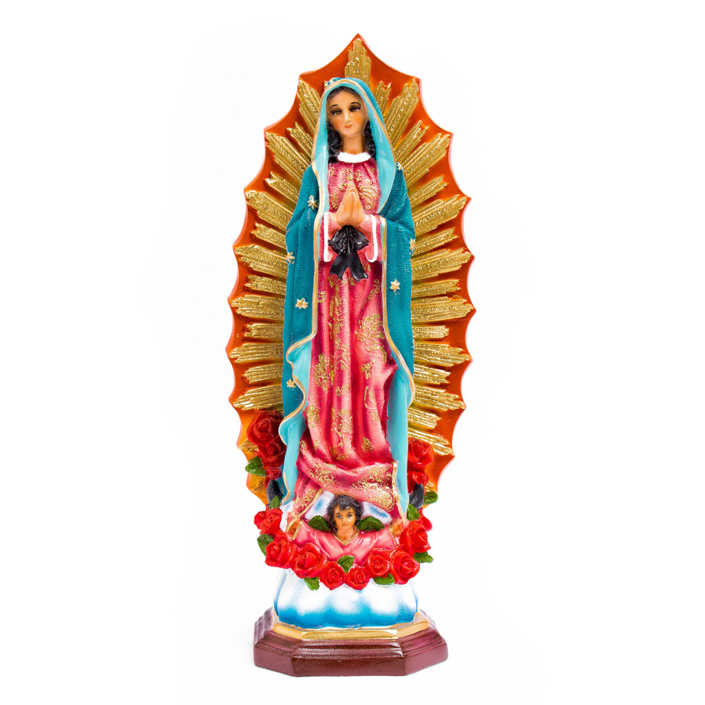 10 Virgen Guadalupe con resplandor y rosas, manto azul, «30 cm» – San ...